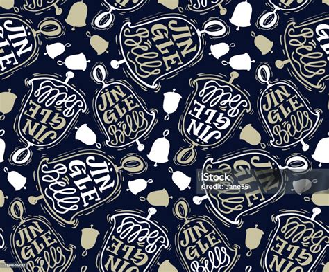 실루엣 겨울 휴일 새해 복 당 메리 크리스마스 호랑가시나무 유쾌한 징글 벨 귀여운 손으로 그린 낙서 레터링 엽서 패턴 배경 징글 벨에 대한 스톡 벡터 아트 및 기타 이미지