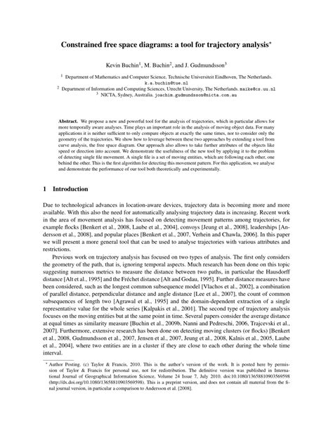 Pdf Constrained Free Space Diagrams A Tool For Trajectory Analysis
