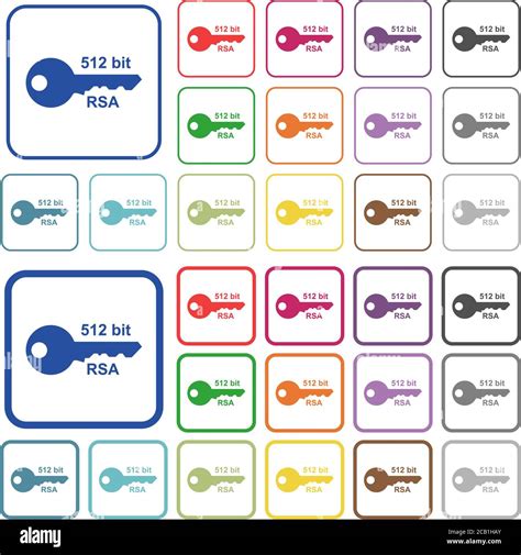 512 Bit Rsa Encryption Color Flat Icons In Rounded Square Frames Thin And Thick Versions