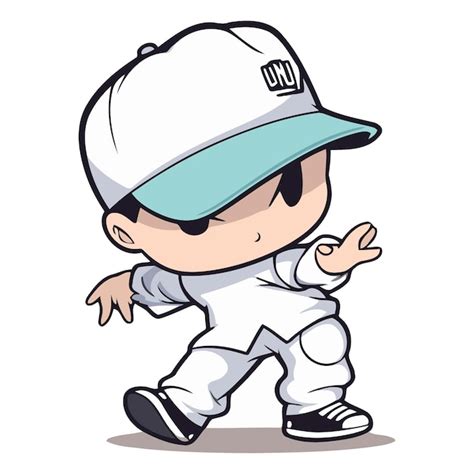Premium Vector Boy Wearing Baseball Cap Cute Cartoon Character Vector