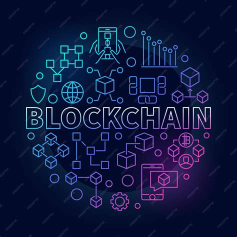 Premium Vector Blockchain Technology Colorful Outline Round Vector