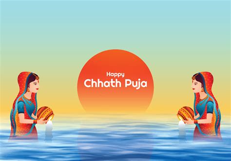 Happy Chhath Puja Holiday Background For Sun Festival Of India 12870577 Vector Art At Vecteezy