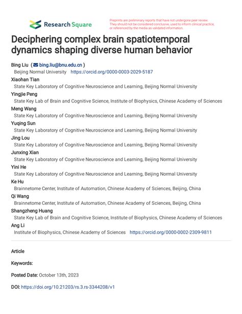 Pdf Deciphering Complex Brain Spatiotemporal Dynamics Shaping Diverse Human Behavior