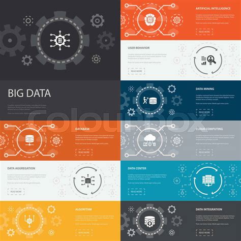 Big Data Infographic 10 Line Icons Banners Database Artifi Colourbox