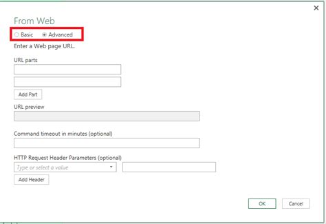 Excel 2016 Data From Web Advanced Option Missing Microsoft Qanda