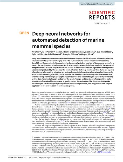 PDF Deep Neural Networks For Automated Detection Of Marine Mammal Species