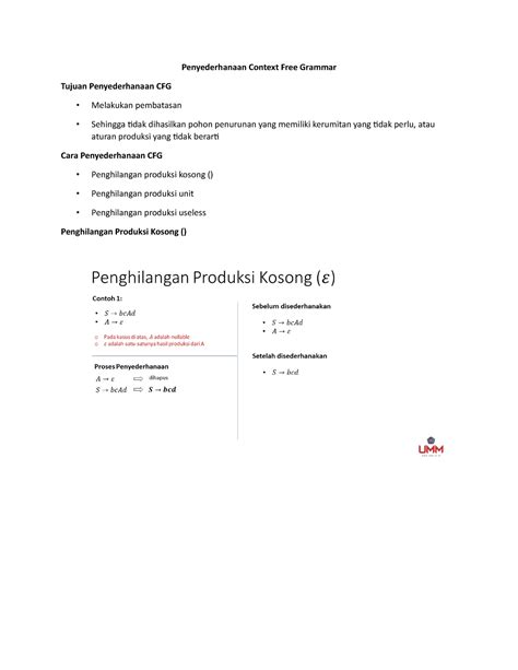 Tbo13 Penyederhanaan Cfg Penyederhanaan Context Free Grammar Tujuan
