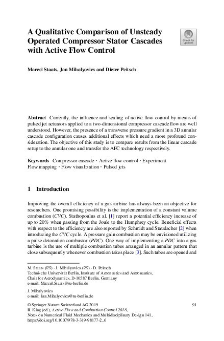 Pdf A Qualitative Comparison Of Unsteady Operated Compressor Stator