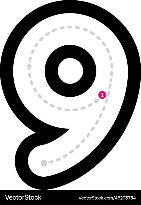 Tracing Number Prewriting Dotted Line Math Vector Image
