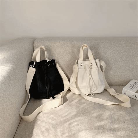 당일출고반짝특가 미니 버킷 캔버스 크로스백 에이블리