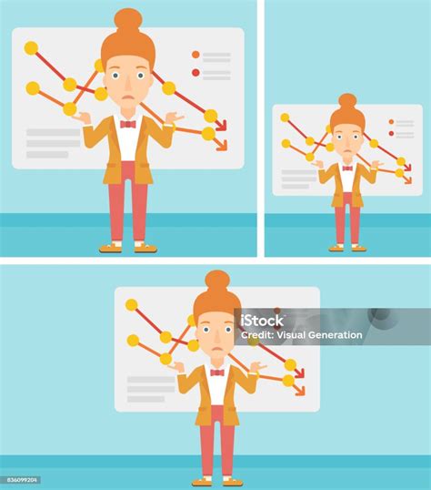 Woman With Decreasing Chart Stock Illustration Download Image Now