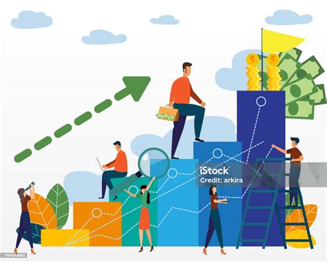 회사는 열 그래프의 공동 건설 성공에 경력의 상승 비즈니스 분석에 종사하고있다 비즈니스 팀워크와 창의적인 성장 그래프를 통해 성공을 거둘 수 있습니다 벡터 일러스트레이션