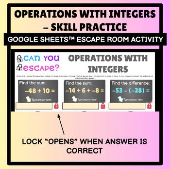 Add Subtract Multiply Divide Integers Digital Activity Printable