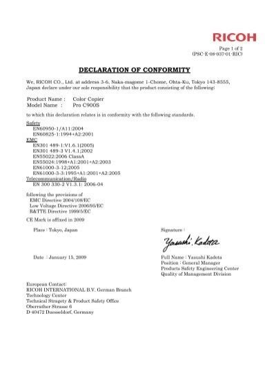 DECLARATION OF CONFORMITY