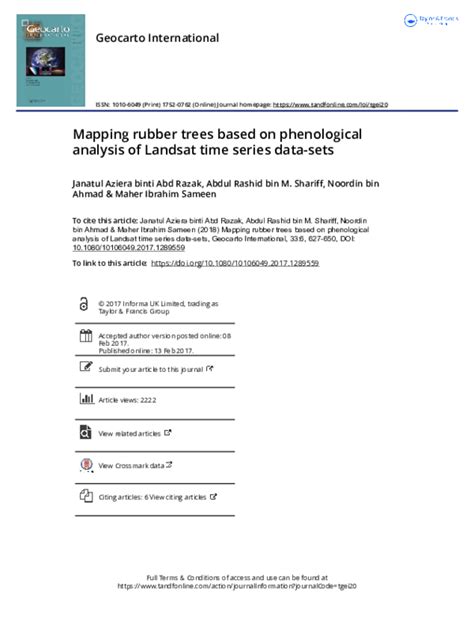 Pdf Mapping Rubber Trees Based On Phenological Analysis Of Landsat Time Series Data Sets