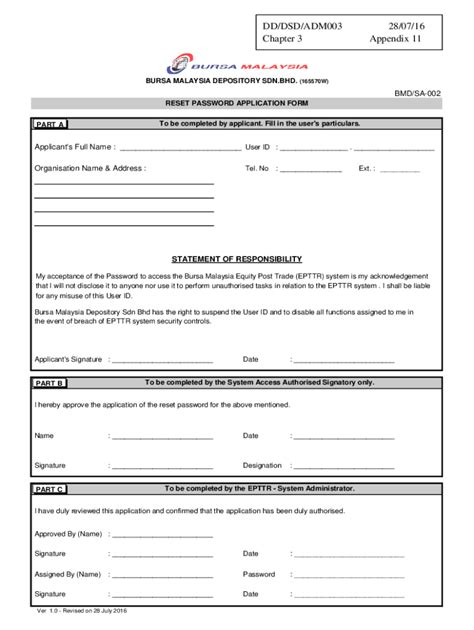 Fillable Online Reset Password Application Form Fax Email Print Pdffiller
