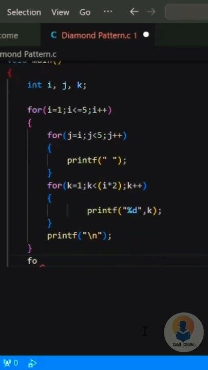 Diamond Pattern In C Programming Language Viral Coding Codeing Code