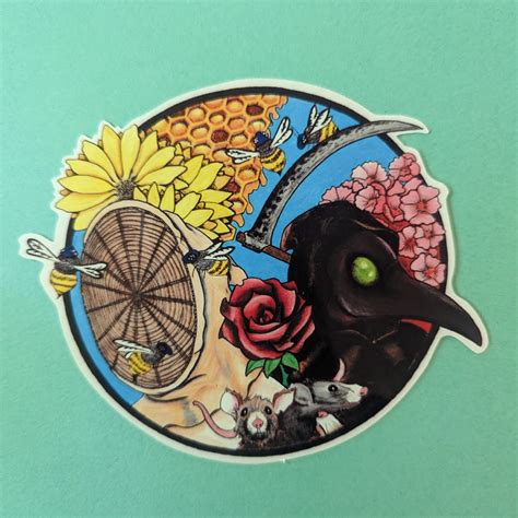 Birds And Bees Art Sticker Etsy