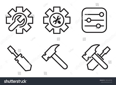 Vector Illustration Setting Icon Set Black Stock Vector Royalty Free 1985246735 Shutterstock
