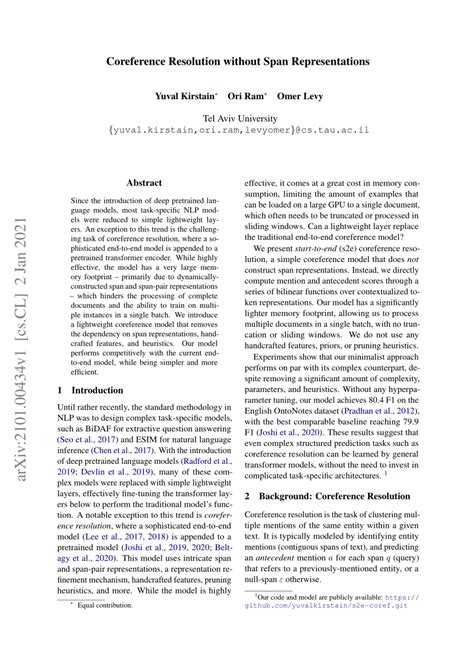 Pdf Coreference Resolution Without Span Representations