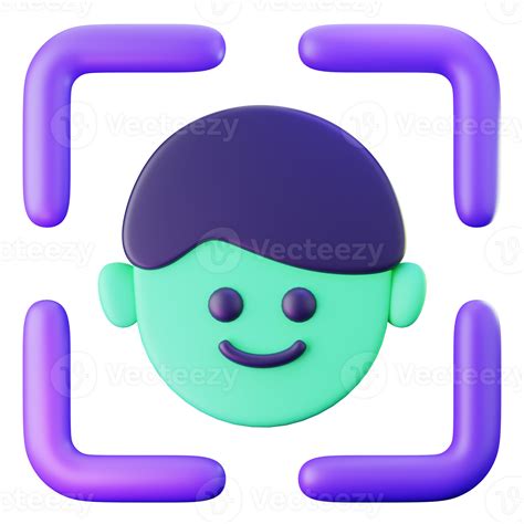 3d Render Fun Cartoon Face Recognition Icon 56918121 Png