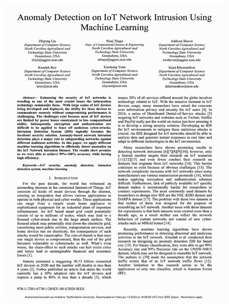 Anomaly Detection On Iot Network Intrusion Using Machine Learning Pdf Computer Network