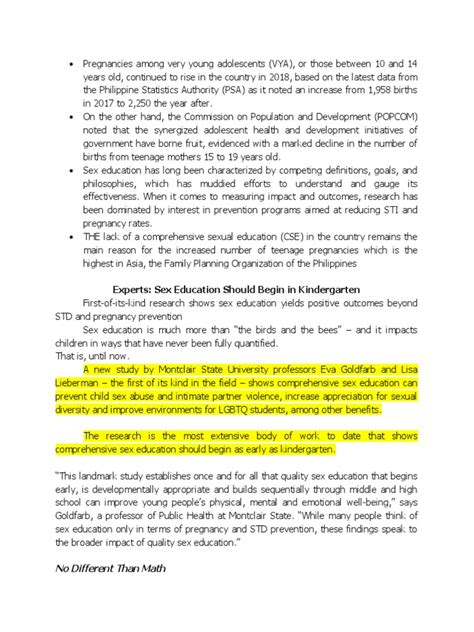 Experts Sex Education Should Begin In Kindergarten Unduh Gratis Pdf Sex Education Adolescence