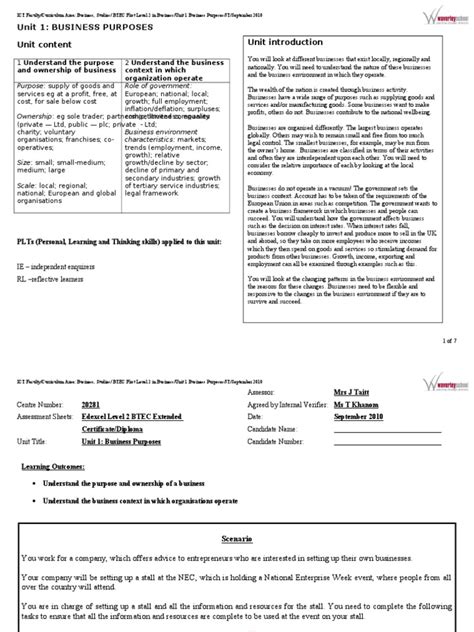 Unit 1 Assignment Tasks New Spec Pdf Tertiary Sector Of The Economy Business