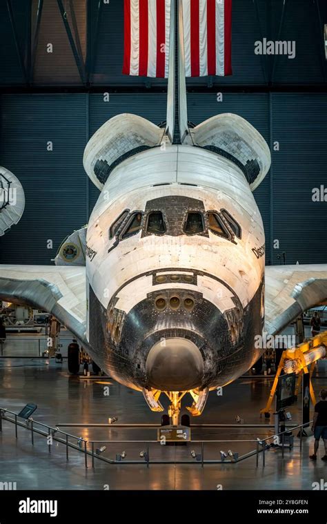The Space Shuttle Discovery On Display At The Steven F Udvar Hazy Center Part Of The