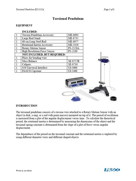 Torsional Pendulum Pdf Pendulum Rotation Around A Fixed Axis