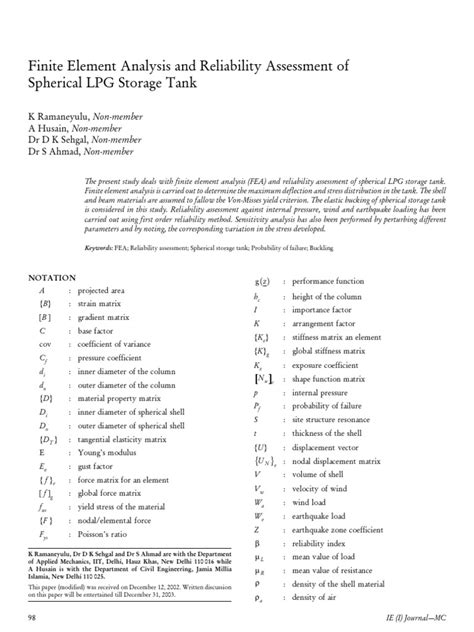 Finite Element Analysis And Reliability Assessment Of Spherical Lpg