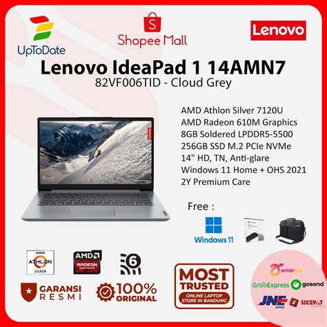 Jual Laptop Lenovo IdeaPad 1 14AMN7 6TID Athlon Silver 7120U 8GB 256GB W11 OHS2021 Uptodate