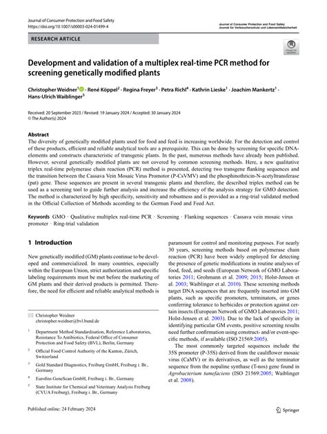 Pdf Development And Validation Of A Multiplex Real Time Pcr Method For Screening Genetically