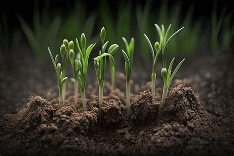 Premium Ai Image Seedlings Of Wheat Or Grass Sprouting In The Soil Of