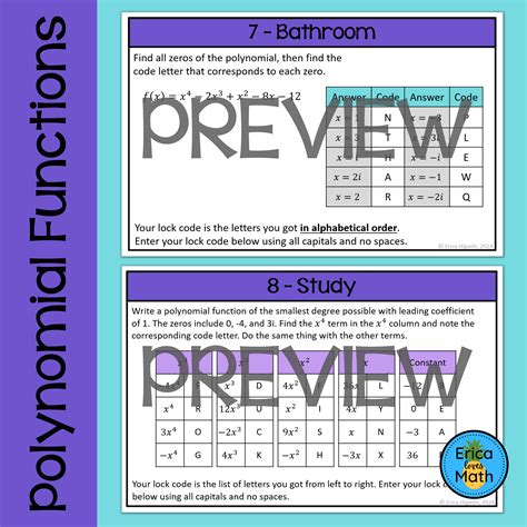 Polynomial Functions Escape Room Activity Digital And Printable Made By Teachers