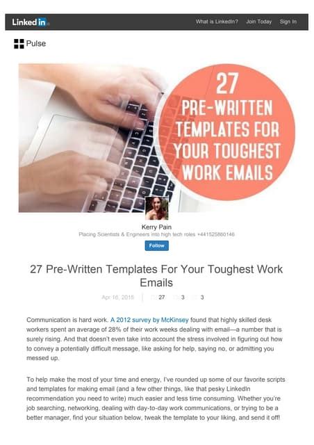 27 Pre Written Templates For Your Toughest Work Emails Pdf