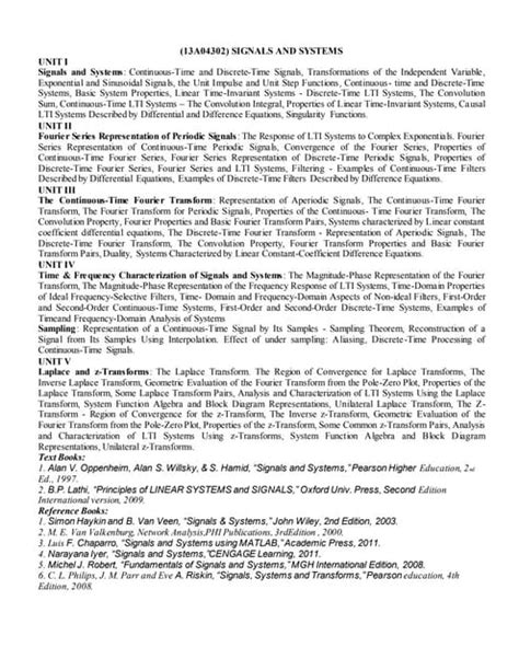 Ec202 Signals And Systems Syllabus Pdf