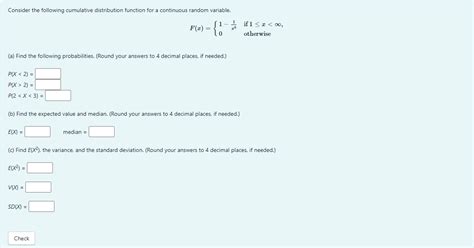 Solved Consider The Following Cumulative Distribution