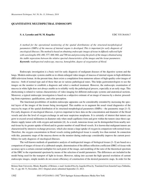 Pdf Quantitative Multispectral Endoscopy