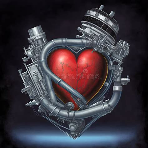 Nasa Space Exploration Style Heart Neural Network Generated Art Stock Illustration