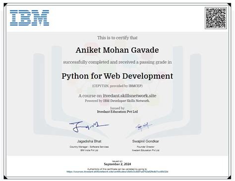 Aniket Gavade On Linkedin Ibm Python Webdevelopment Techskills Opentowork Itvedant