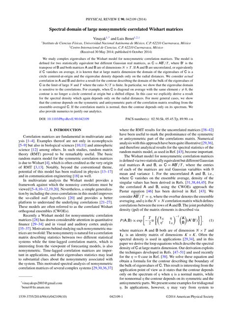 Pdf Spectral Domain Of Large Nonsymmetric Correlated Wishart Matrices