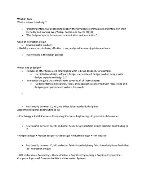 Week 1 Week 2 Data What Is Interaction Design • “designing