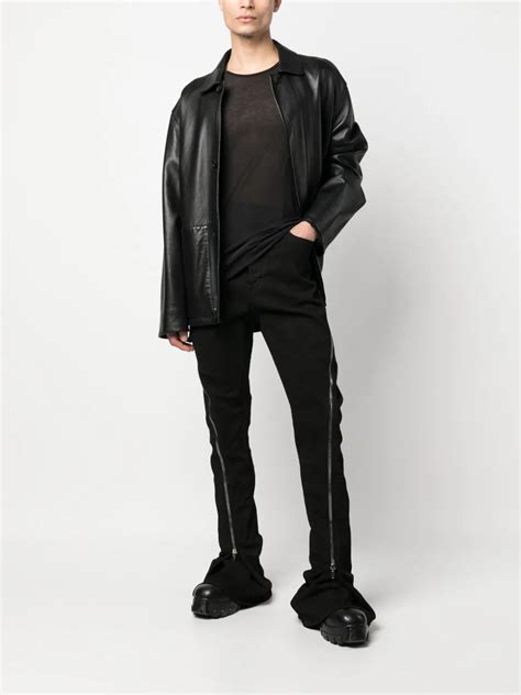 Rick Owens Drkshdw Zip Detail Slim Fit Jeans Black Farfetch