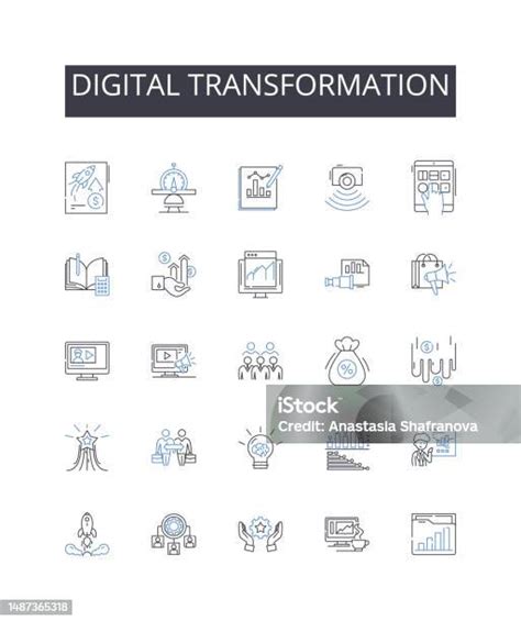 Digital Transformation Line Icons Collection Trinkets Keepsakes Memorabilia Tokens Memento