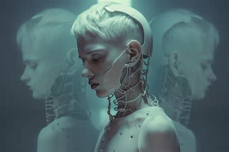 Premium Ai Image Woman Halfrobot Humanoid Android Artificial Intelligence Technological