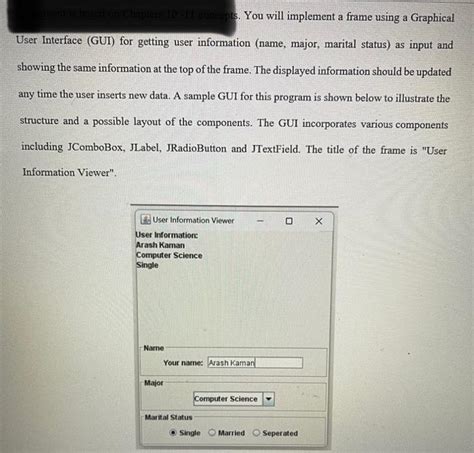 Solved S You Will Implement A Frame Using A Graphical User Chegg