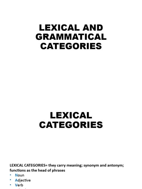 Lexical And Grammatical Categories Pdf Adverb Phrase