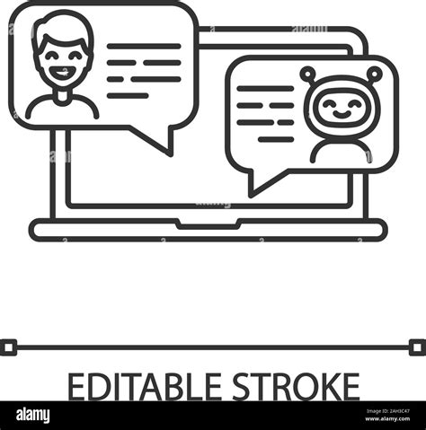 Support Chatbot Linear Icon Messenger Bot Thin Line Illustration Virtual Assistant Modern