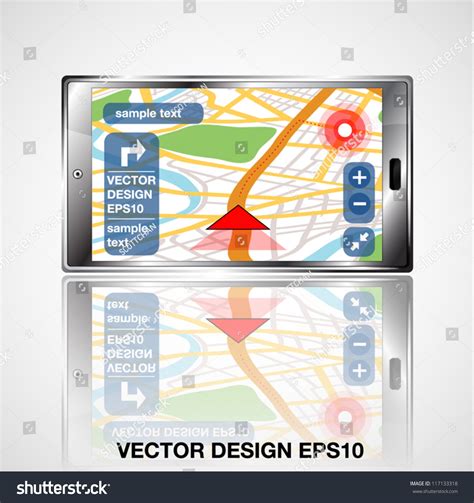 Gps Navigator Interface City Map Stock Vector Royalty Free 117133318